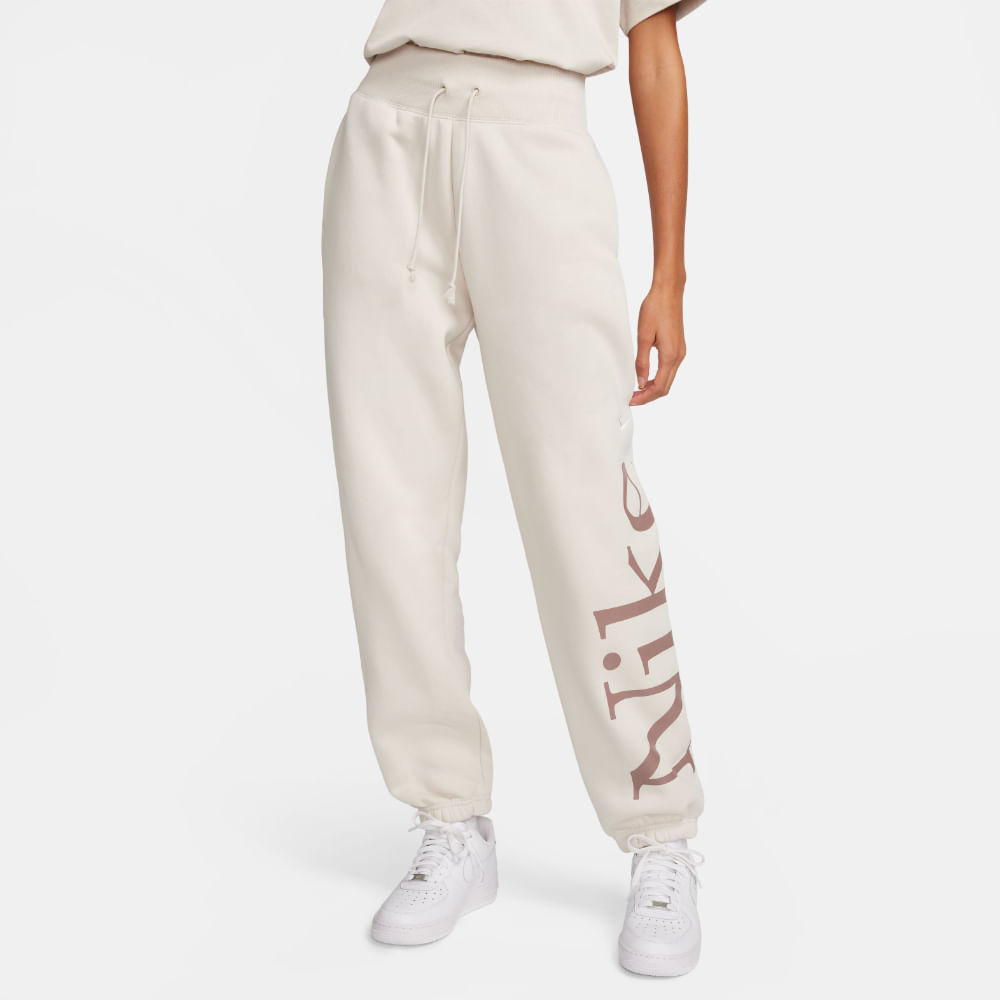 Nike W Nsw Phnx Flc Os Logo Swtpnt Pantalón Blanco De Mujer Lifestyle