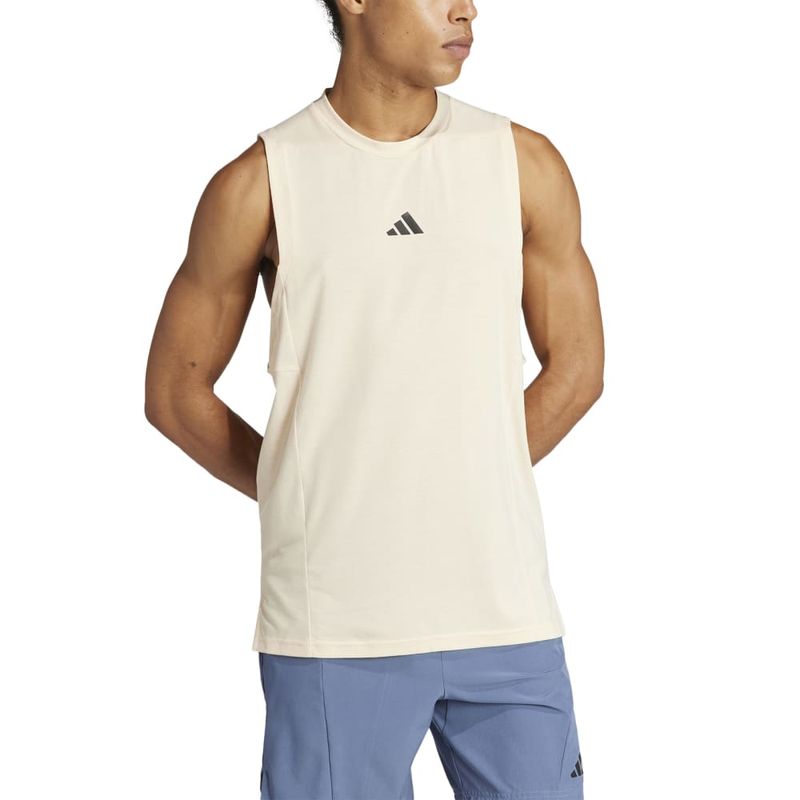 Adidas D4T Tank Camiseta Manga Sisa beige de hombre para entrenamiento ...